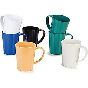 Carlisle FoodService Products Mug Plastic Coffee Mug with Large Handle for Buffets, Home, and Restaurant, Tritan, 12 Ounces, White