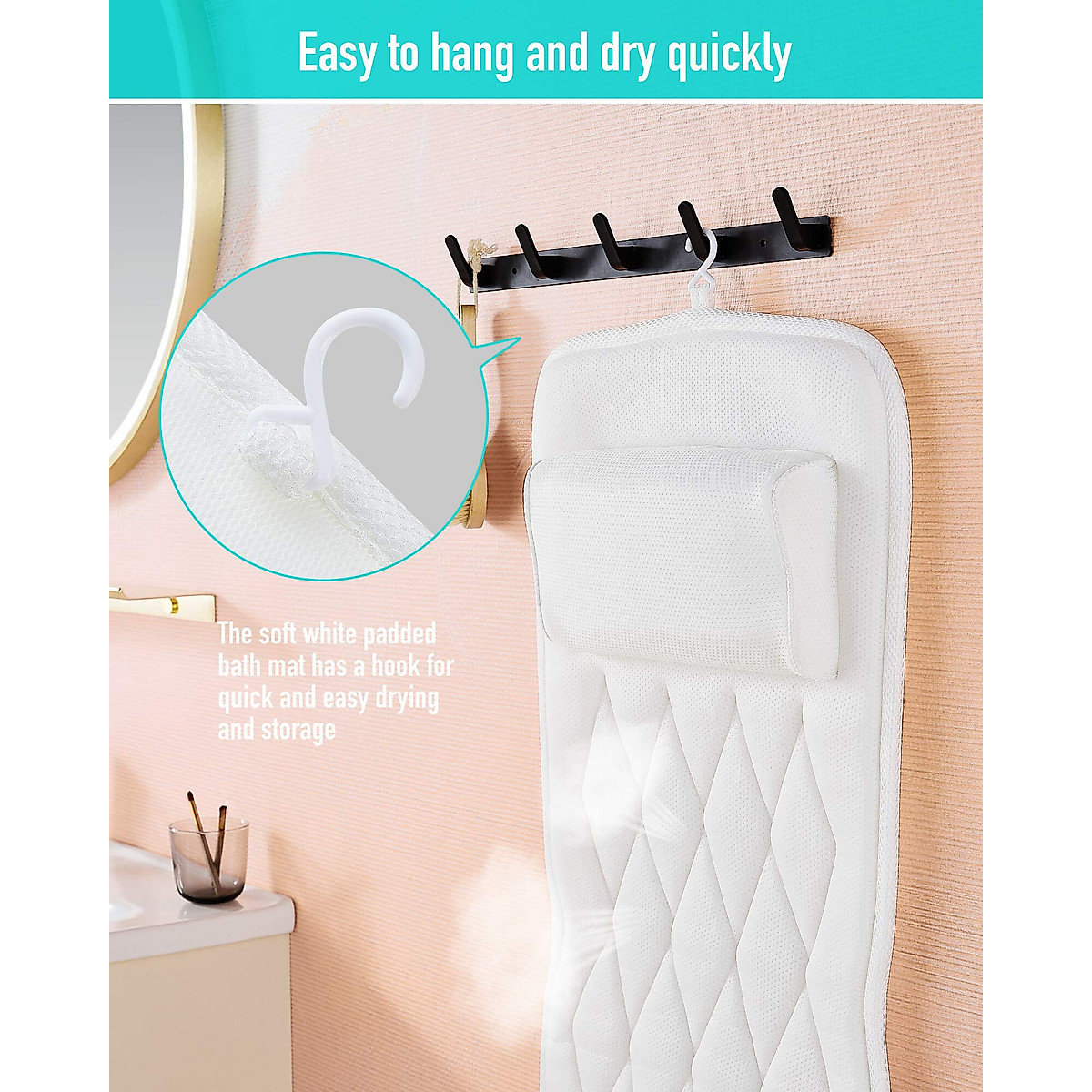 Bath Pillow,Bath Pillows for Tub Neck and Back Support, Bathtub Pillows for Head and Neck, Bathtub Pillow, Bath Accessories for Tub Women, Hot Tub Accessories for Adults, Tub Pillow