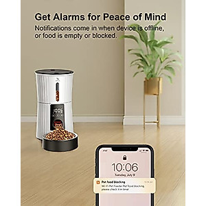 Petory Automatic Cat Feeders Wi-Fi - 4L Dry Food Dispenser for Cats and Dogs 10 Meals per Day Smart Pet Feeder with Desiccant Bag Dual Power Supply 10S Voice Recorder