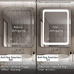 LIMORELI LED Bathroom Mirror, Oblong Frameless Wall Mounted Mirror, Anti-Fog and Explosion-Proof, Large Vertical or Horizontal Makeup Mirror for Vanity Room, 24X30 Inch