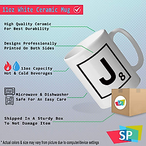 Custom Funny Coffee Mug Coffee Cup"J" Scrabble Initial Monogram Letter J White Ceramic Tea Cup 11 OZ Design Only