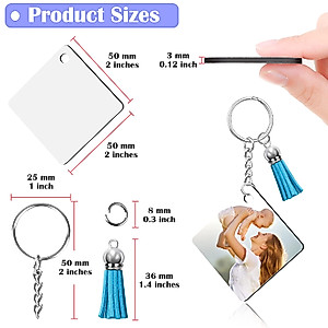 Modacraft Sublimation Keychain Blanks, 80Pcs Sublimation Keychain Making Kit with Square Heat Transfer Blanks, Tassels, Keychain Rings, Jump Rings for Keychain Project Thanksgiving Christmas Gift