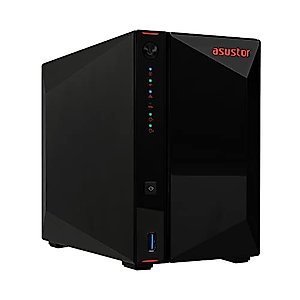 Asustor AS5202T - 2 Bay NAS, 2.0GHz Dual-Core, 2 2.5GbE Ports, 2GB RAM DDR4, Gaming Network Attached Storage, Personal Private Cloud (Diskless)