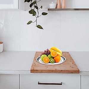 DOITOOL Grilling Platter Stainless Steel Salad Serving Tray Oval Shape Mixing Bowl Serving Tray Dishes Dessert Fruit Dishes Snack Plate Vegetable Candy Display Platters for Kitchen 30cm Platters