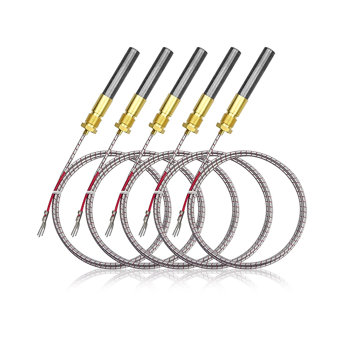 OCHIKI 5 Pcs 36" Thermopile Generator 750mv Fit for Fire Gas Stoves Heat Glo Gas Stoves Oven Water Heater Frying Furnace Gas Fireplace Thermopile Replacement, Aluminum