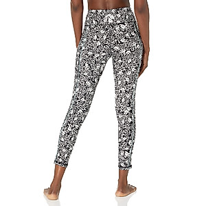 DKNY womens Tummy Control Workout Yoga Leggings, Black/White, Large US