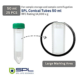 SPL 50ml Conical Centrifuge Tube PP/HDPE with PP Racks, Sterile, DNase/RNase - Free, (1 Rack (25 Tubes))