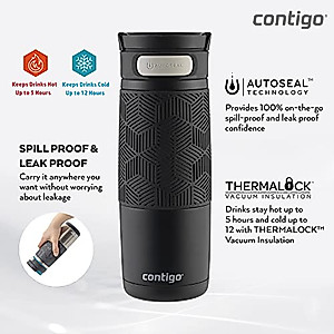 Contigo,Stainless Steel 72086 TRANSIT 16OZ MATTE BLACK GRIP A, 1 Count (Pack of 1)