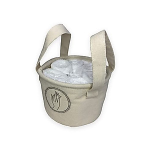 TOWELBAG Small Canvas Basket for washcloths 6 Pieces (12x12 inch), Makeup Remover Facial Cleansing Soft Cloths, Premium Extra Absorbent Cotton 100%