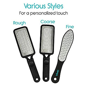 Vive Foot File (3 Pack) - Callus Remover Pedicure Tool Kit for Men, Women Care - Dead Skin Heel Scrub Shaver and Rough Patch Eliminator Remover for Dry and Wet Toe and Feet Peel - Rasp Scrubber Blade