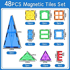 Magnetic Tiles Toddler Building Blocks Toys, Magnet Montessori Kids Toys for 3+ Year Old Boys and Girls, Preschool Learning Sensory STEM Education Toys Games, Birthday Gifts Idea for Kids Toddlers.