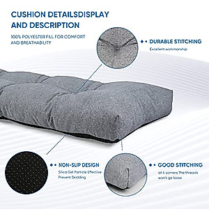 Millsilo Custom Indoor Bench Cushions, Non-Slip Tufted Outdoor Swing Seat Cushions, Personalized Size Bayed Window Seat Cushions, Piano Bench Cushions, Long Bench Seat Pad for Patio Garden Kitchen