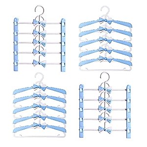 Jacriah Baby Hangers for Nursery Closet, 20 Pack No-Slip Children Clothes Hangers Set, Adjustable Infant Pant Hanger for Newborn, Blue Durable Thicken Toddlers Kids Coat Hangers, Cute Bow Tie Shaped