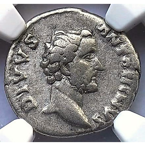 IT 138-161 AD Ancient Imperial Rome, Emperor Antoninus Pius Antique Roman Silver Coin Denarius Choice Fine NGC