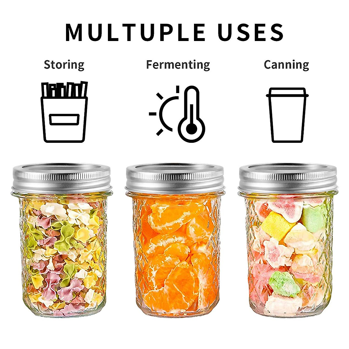 OAMCEG 16 Pack 8 OZ Mason Jars with Lids Regular Mouth Canning Jars, 100% Recycled Glass Bottles for Regular Mouth Mason Jars, Ideal for Juice, Jam, Honey and Spice, Honey, Baby Foods