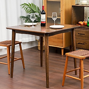 OOKSEN Square Dining Table 31.5“, Solid Wood Kitchen Table for Small Space, Mid-Century Modern Wooden Kitchen Dining Table, Oak Finish, Walnut