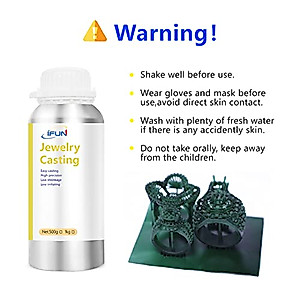 IFUN 3D Printer Castable Resin- Burns Out Cleanly- High Precsion Fast Curing Jewelry Casting Resin- 405nm LCD UV-Curing Photopolymer Resin for LCD 3D Printer- Dark Green 500g