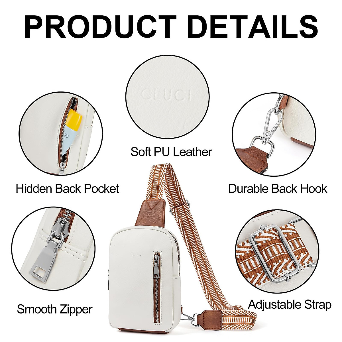 CLUCI Small Sling Bag for Women 2024 Vegan Leather Crossbody Chest Bags Trendy, Women's Fanny Pack