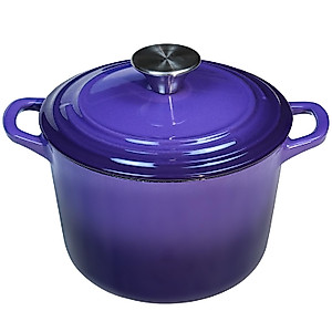 Flavehc Dutch Oven Pot with Lid 1.8 qt Cast Iron Dutch Oven for Bread Baking Purple Enameled Cast Iron Rice Pot with Handels