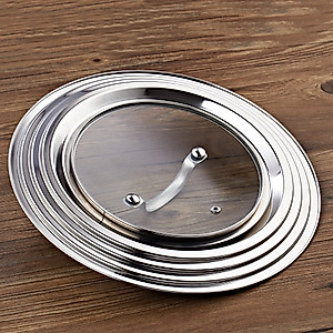 Cook N Home Stainless Steel with Glass Center Universal Lid, Fits 8, 10.25, 11, and 12-Inch