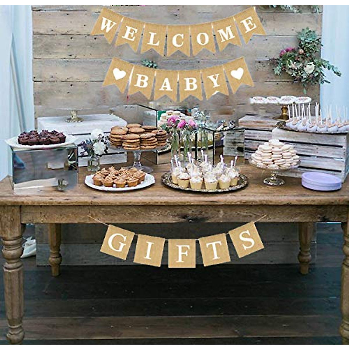 Baby Shower Banner Durable Burlap Welcome Baby Gift Banner Bunting Garland Rustic Neutral Baby Shower Decorations