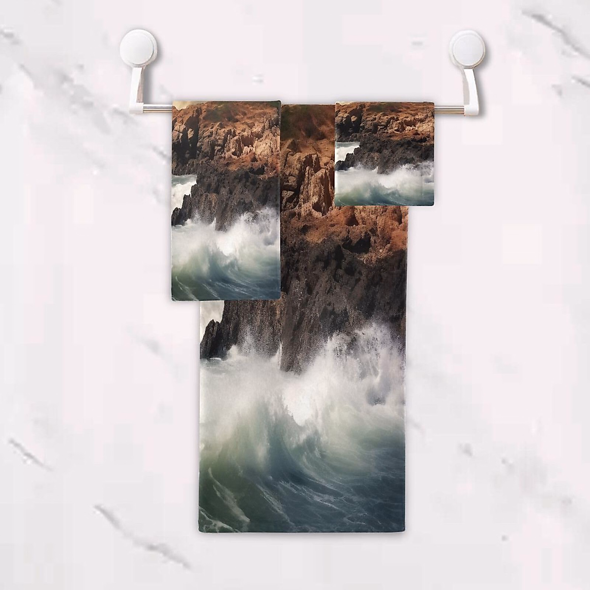 Flradish Lighthouse Towels 3 Pack Bath Towels for Bathroom Set Soft Cotton Highly Absorbent Lightweight & Quickdry Towel Set 1 Bath Towel,1 Hand Towel,1 Washclothe