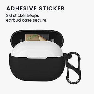 kwmobile Silicone Cover Compatible with Xiaomi Redmi Buds 4 Pro - Case Cover Stick-On Skin with Clip - Black