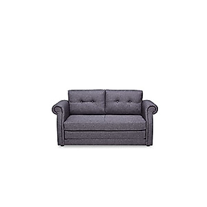 Container Direct Elvin Contemporary Linen Fabric Scroll Armrest Sofa Bed, Dark Grey