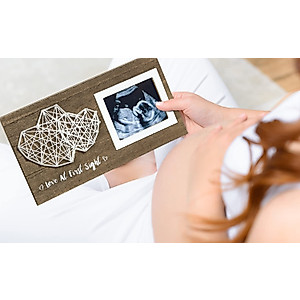 Ultrasound Picture Frame Baby Announcement Gifts - Sonogram Gender Neutral Baby Gift for Expecting Mother Love at First Sight Nursery Decor Handmade String Hearts Celebrate the Bond Between Mom & Baby