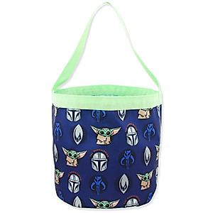 Disney Star Wars Mandalorian Yoda Collapsible Nylon Basket Bucket Tote Bag (One Size, Blue)