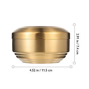 SHERCHPRY Soju Korean Liquor 2 Pcs Korean Stainless Steel Rice Bowl with Lid Soup Bowl Metal Cereal Bowl Ice Cream Snack Bowl for Kitchen Restaurant Golden 11.5cm