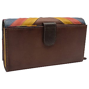 Swiss Marshall Womens Wallet RFID Blocking Genuine Leather Large Capacity Clutch Purse Smartphone Wallet Credit Card Holder (Multicolor)