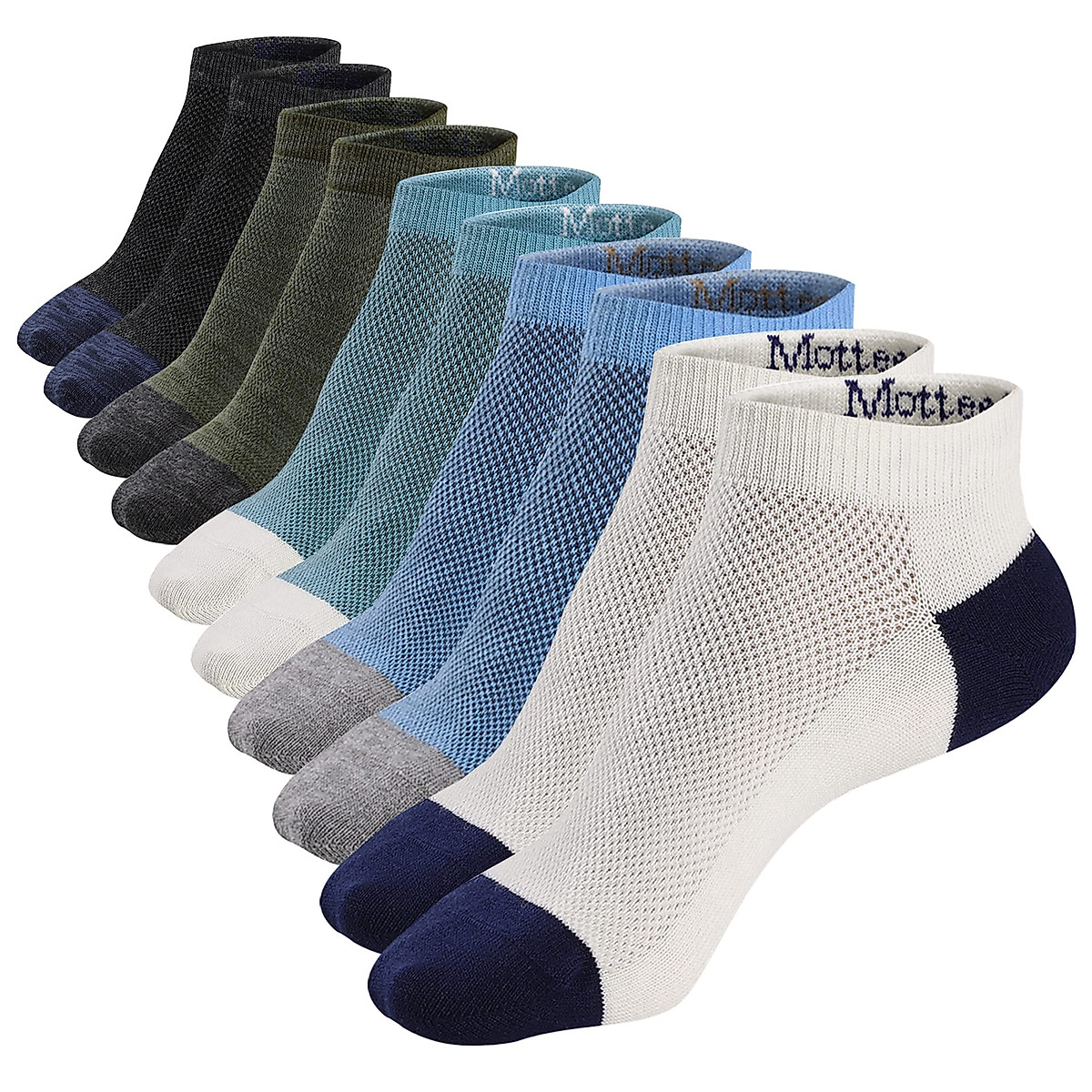 Mottee&Zconia Mens Ankle Low Cut Cotton Socks Athletic Reinforced Soft Mesh Top Socks