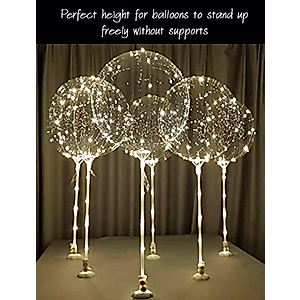 Clear Transparent Balloon Sticks and Stands 10pc set, holders, reusable balloon sticks for table top use with LED Bobo Balloon, for wedding decor, party decoration (10 pack, Transparent)