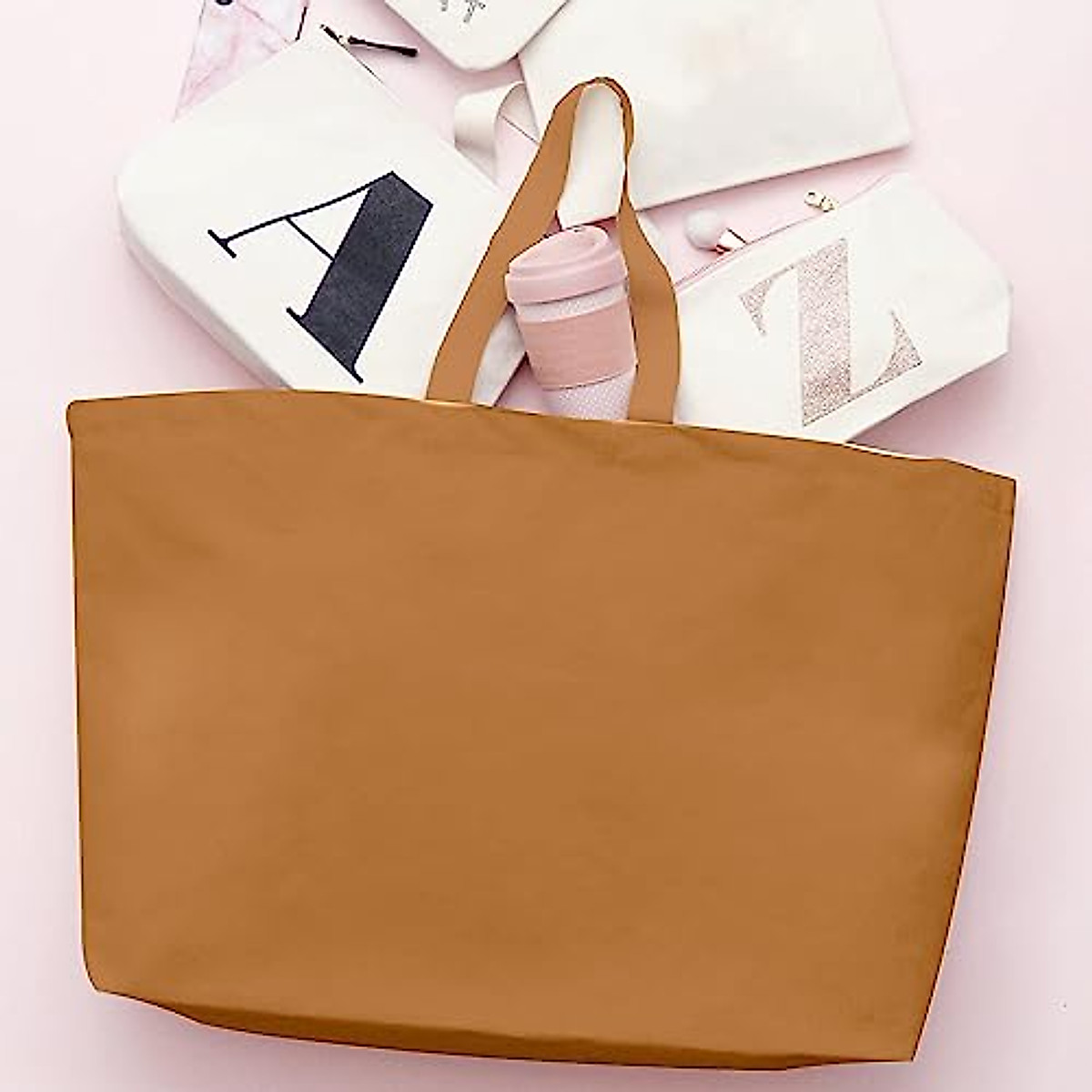 LLYLIU Large Canvas Tote Bag-Extra Big Shopping Beach Totes Bags Reusable Largest Grocery Plain Solid Bag 28"x8"x16"