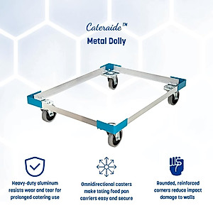 Carlisle FoodService Products Cateraide Metal Dolly for TC1826N Carriers with Reinforced Corners for Catering and Events, Aluminum, 28.63 x 22 Inches, Silver