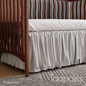 Tadpoles Dust Ruffle Crib Skirt | 28" x 52" with a 14" Drop | Made of 100% Softly Brushed Microfiber Polyester | Easy to Care for | Soft, Smooth, Breathable & Durable | Ideal for Babies | Grey
