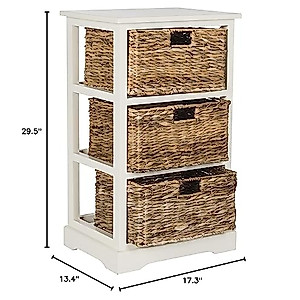 Safavieh American Homes Collection Halle Distressed Black 3 Wicker Basket Storage Side Table