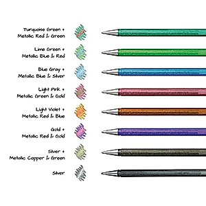 Pentel Hybrid - Dual Metallic Pens - Liquid Gel Rollerball Pens - K110 - Assorted Colours - Set of 8