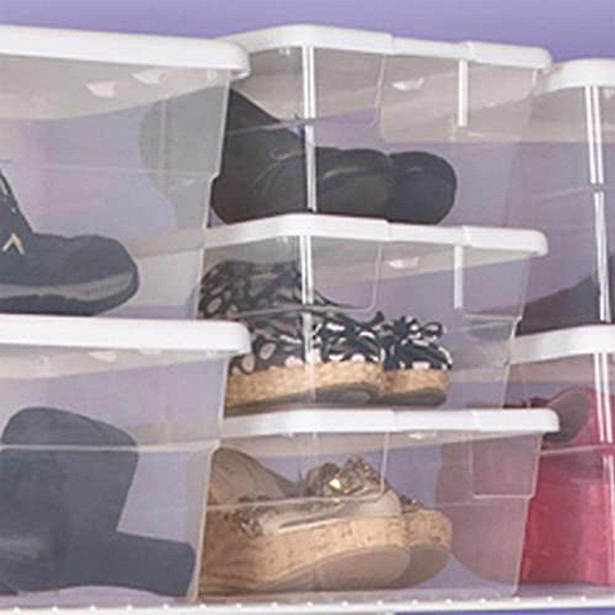 Sterilite 6 Quart Clear Plastic Stackable Storage Container Bin Box Tote with Snap-Close White Lid Organizing Solution for Home & Classroom, 72 Pack
