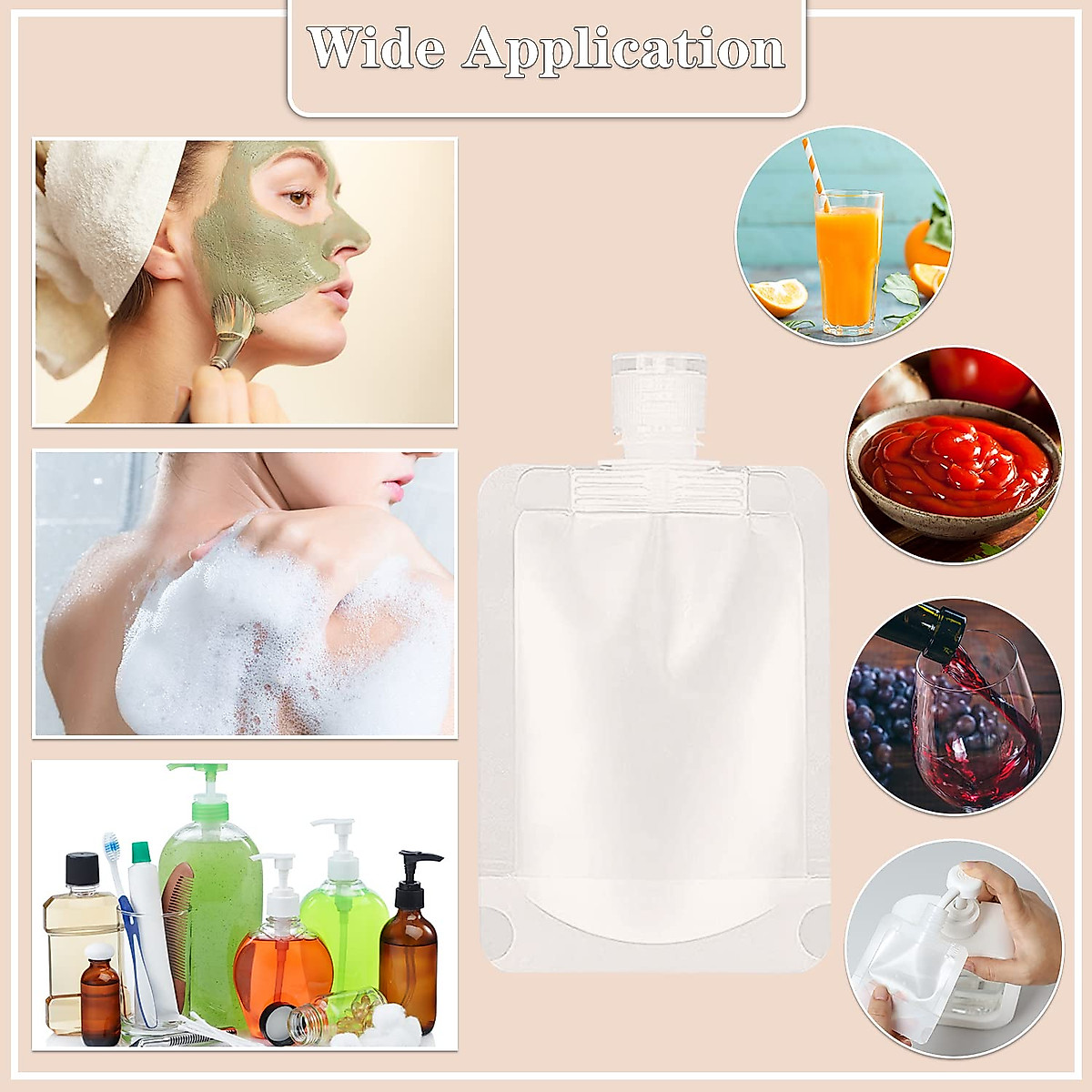 VCZH Travel Pouches for Toiletries 13 Pack, Travel Bottles for Toiletries,TSA Approved Squeeze Flat Bottle Pouches, Great for Trips with Refillable Travel Accessories (30ml/50ml/100ml)