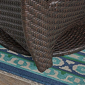 Christopher Knight Home 306023 Koch Outdoor Wicker Swivel Chair, Dark Gray, Multi Brown/Navy