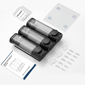 Shampoo and Conditioner Dispenser,Shower Soap Dispenser 3 Chamber No Drill Wall-Mounted Shampoo Dispenser for Shower Wall Mounted Shower Dispenser for Bathroom Hotel Large Capacity,Black