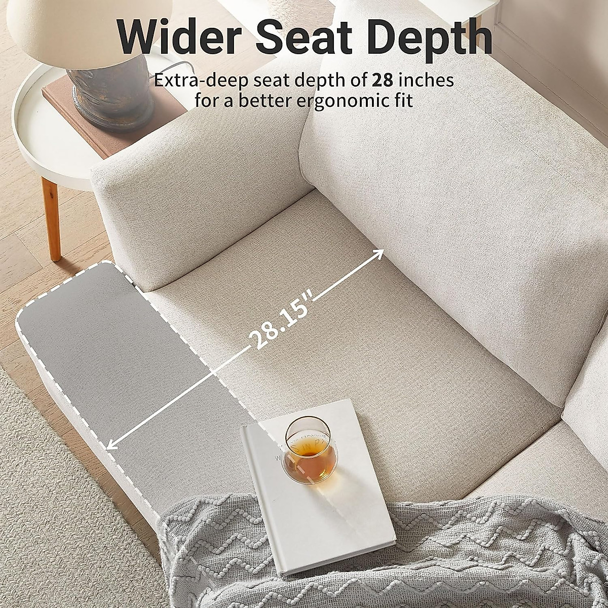 Busaurus Loveseat Sofa 56" Mid Century Modern Small Couches for Small Spaces Love Seat with 2-Seat Upholstered Cushion Sofa Couches for Bedroom, Living Room, Apartment, Office (Beige)