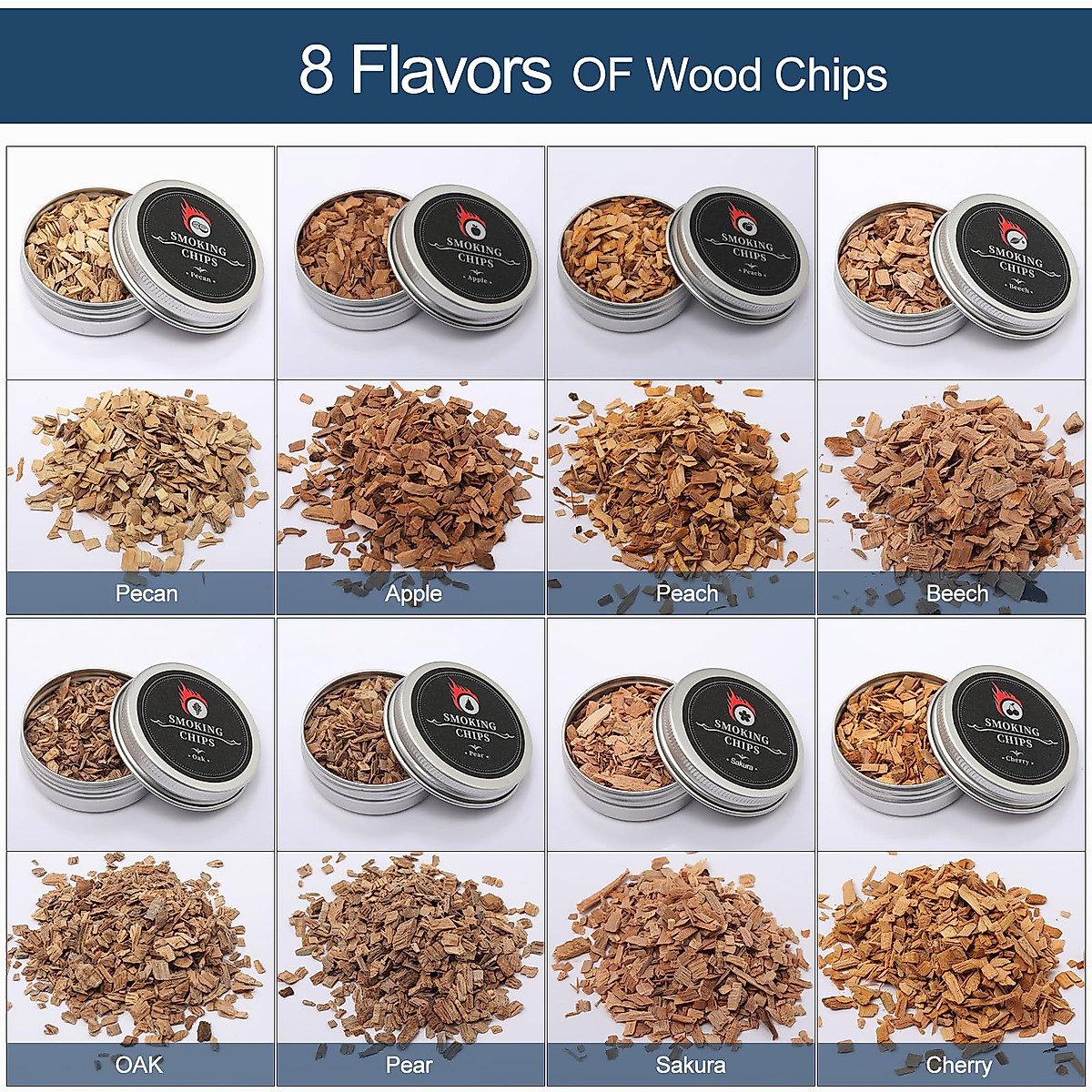 ANCHGPO Cocktail Smoker Kit Smoke Top with 8 Wood Chips for Bourbon/Cocktail Smoker lid, Bar Set, Old Fashioned Drink Smoker Kit Ideal Gift for Men, Dad,Husband(Without Torch)