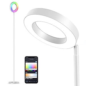 Banord Floor Lamp, Smart RGBW LED Torchiere Floor Lamp with Double Side Lighting, WiFi Modern Standing Lamp Works with Alexa, 2700-6500K Color Changing Dimmable Tall Lamps for Living Room Bedroom, 42W