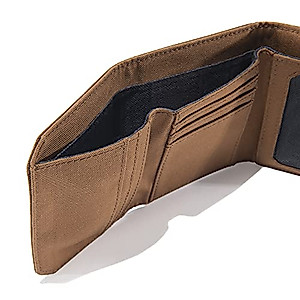 Carhartt Trifold Wallet, Durable for Men, Available in Leather and Canvas Styles, Nylon Duck (Carhartt Brown), One Size US