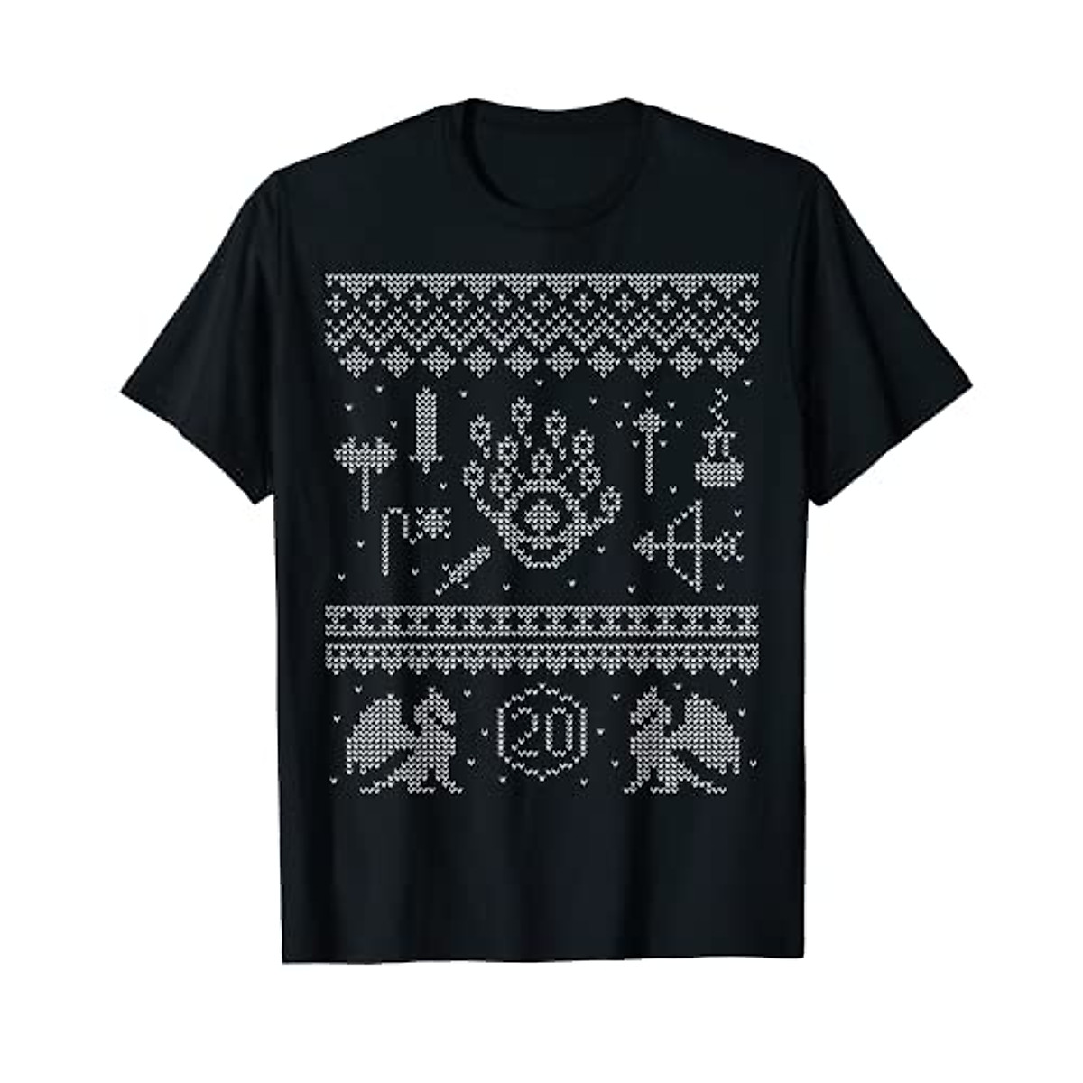 Dungeon Ugly Christmas Sweater Dragon D20 Dice Table Gamer T-Shirt