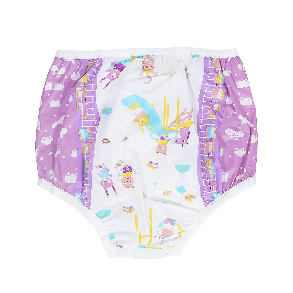 Adult Bbay Plastic Pants Adult Incontinence PVC Diaper Cover 2 Pieces (XL, Purple)