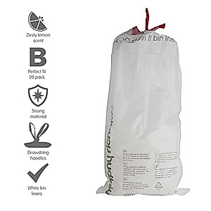 Morphy Richards Custom Fit Lemon Scented Bin Liners, White, Size B, 42/50 litres, Pack of 20